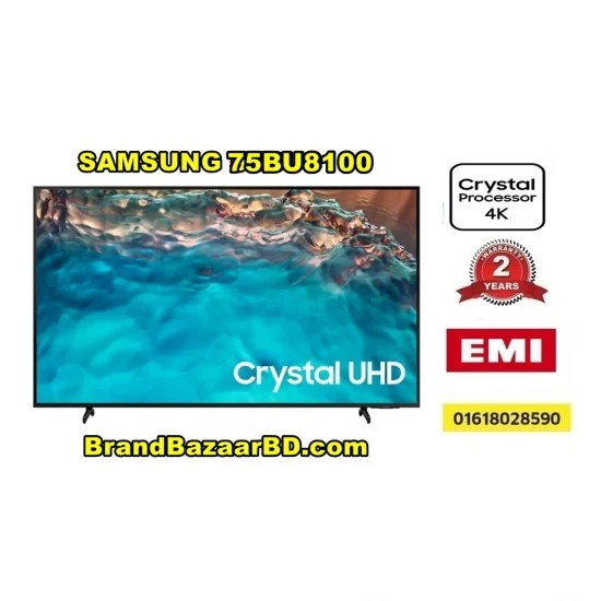 Samsung 75 inch 75BU8100 Crystal 4K UHD HDR Smart TV